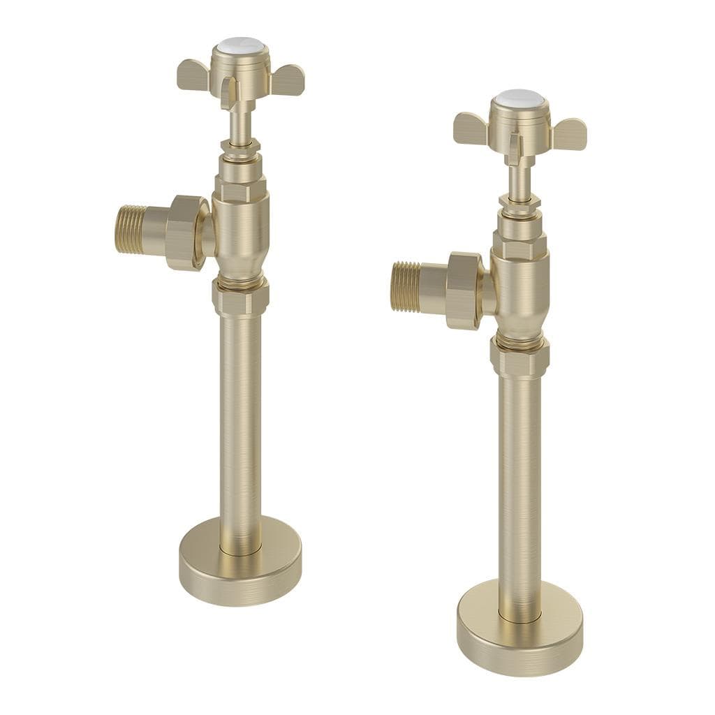 Eastbrook Traditional Angled Radiator Valves Pair with Tails - Brushed ...