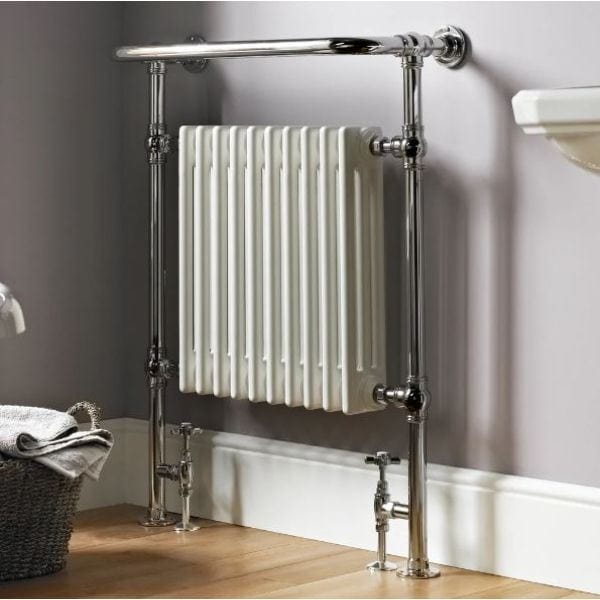 Vogue Regency Traditional Floor Mounted Radiator in Chrome/White ...